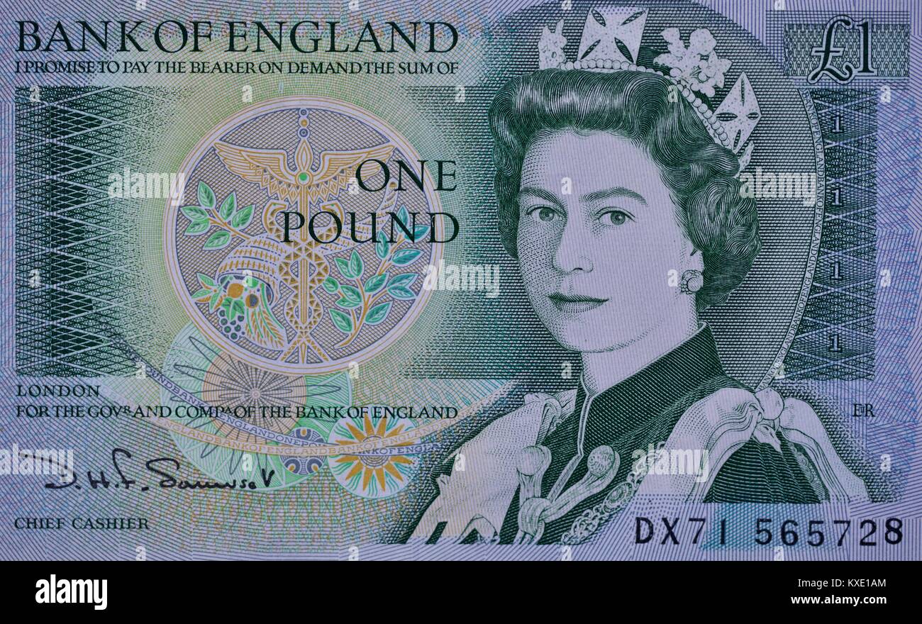 Bank of England £1 note withdrawn from circulation in 1988 and replaced ...