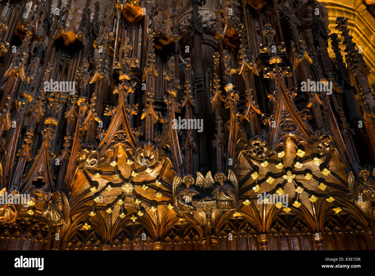 UK, England, Cheshire, Nantwich, St Mary’s Church, Choir, ornate ...