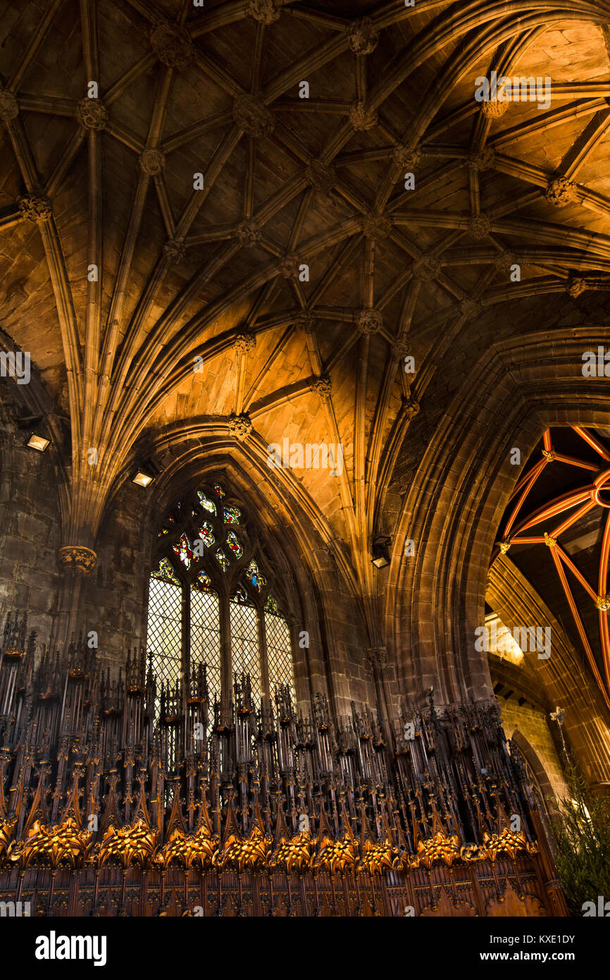 UK, England, Cheshire, Nantwich, St Mary’s Church, Choir, ornate ...