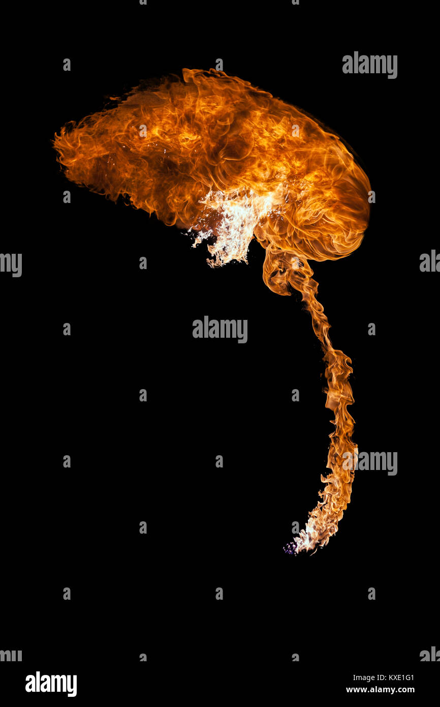 Fire ball explosion from bottom to top Stock Photo - Alamy