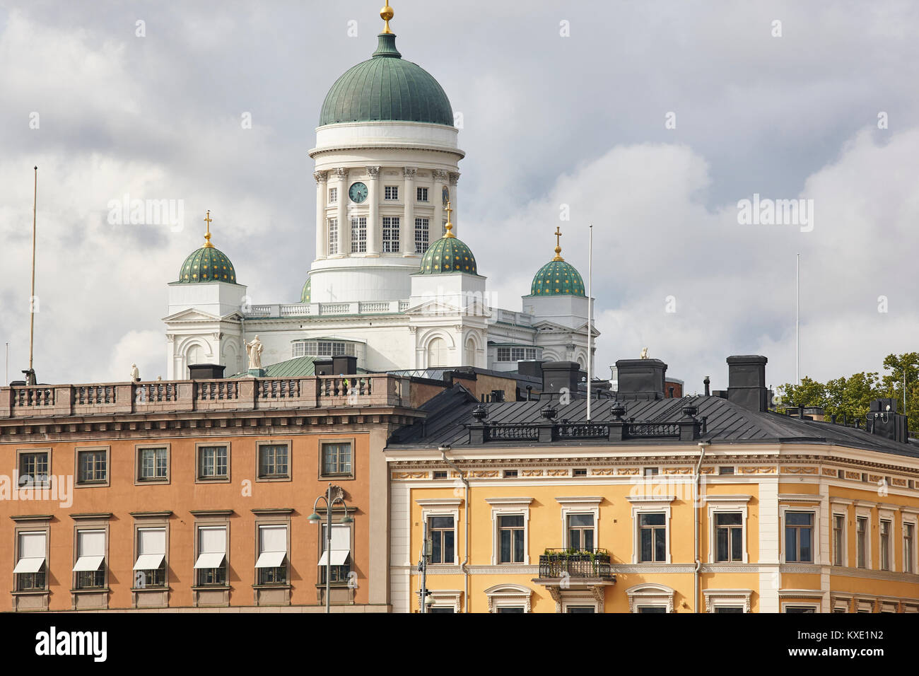 Helsinki city center skyline with Tuomiokirkko cathedral. Travel ...