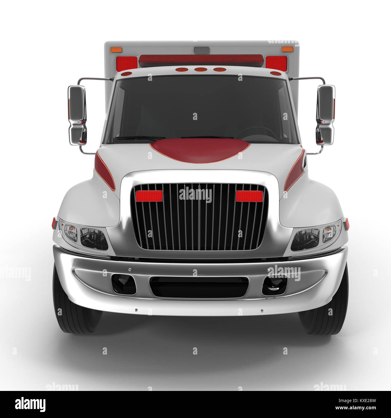 Emergency ambulance car isolated on white Background. Front view. 3D ...