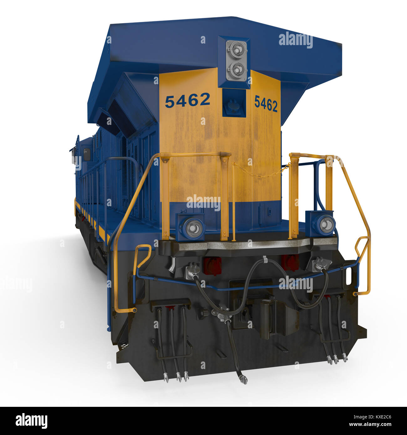 Diesel Locomotive on white. Rear view. 3D illustration Stock Photo - Alamy