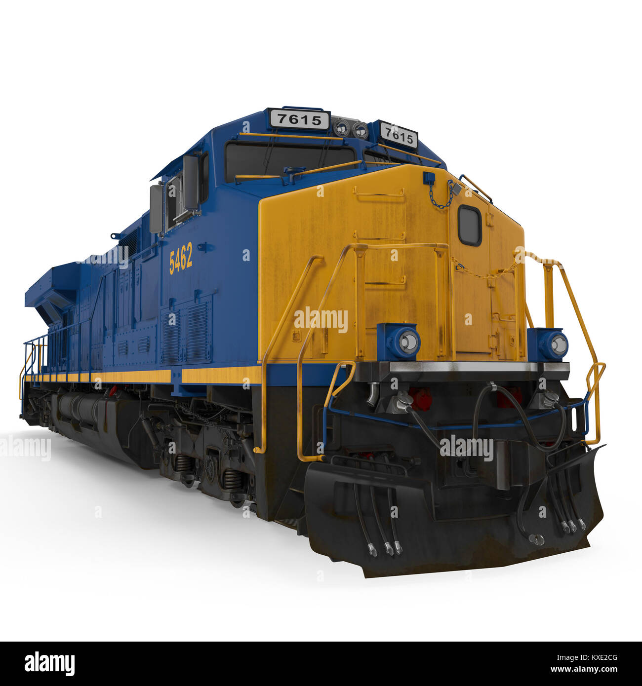 Blue locomotive on white. 3D illustration Stock Photo - Alamy