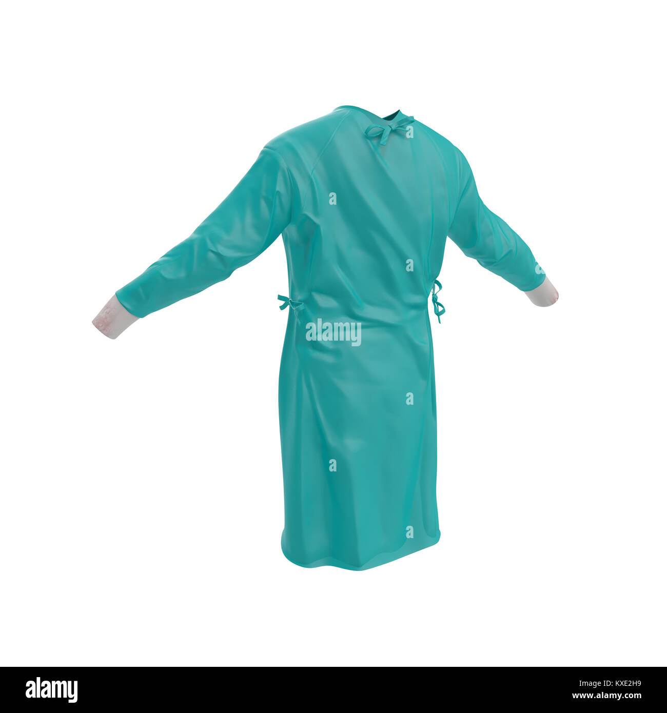 Green surgeon dress. Back view. Isolated on white. 3D illustration ...