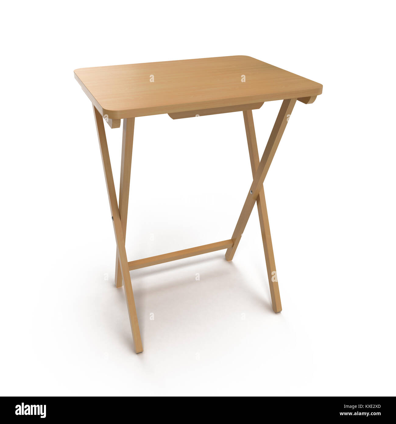 Folding wooden table on a white. 3D illustration Stock Photo - Alamy
