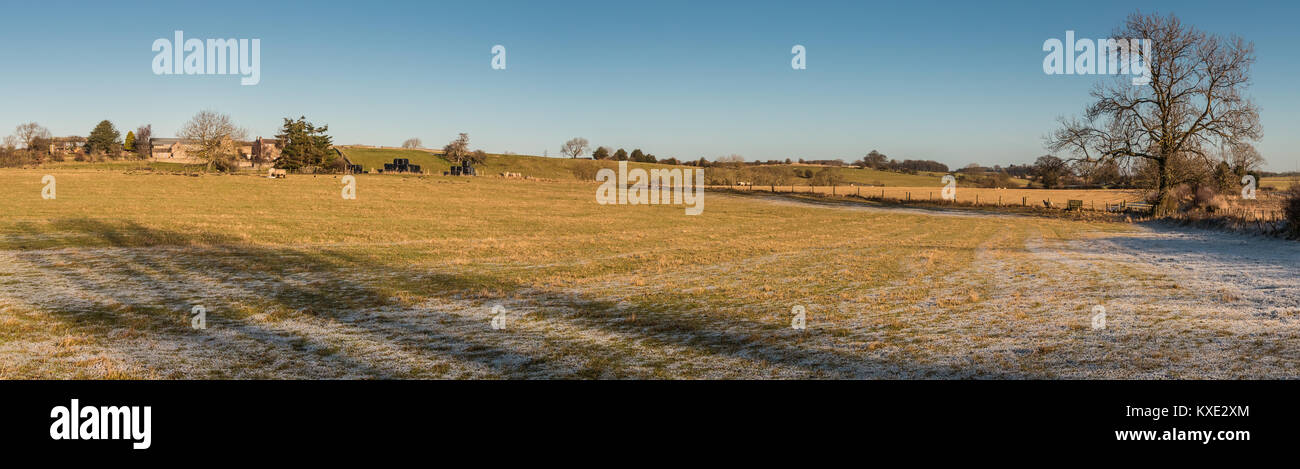 Panoramic rural landscape, East from Hutton Magna, Lower Teesdale, UK ...