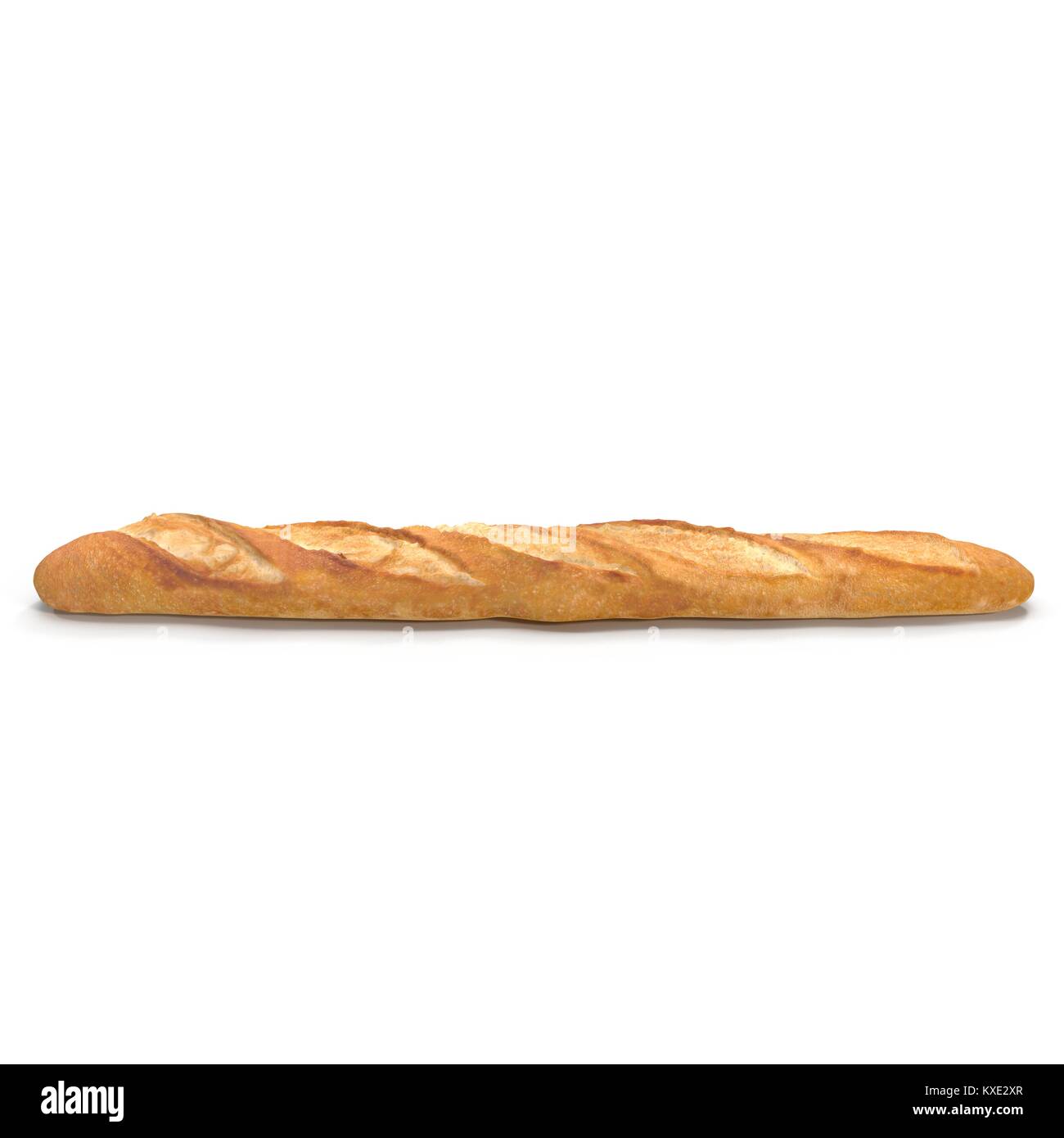 French baguette bread isolated on a white. Side view. 3D illustration ...