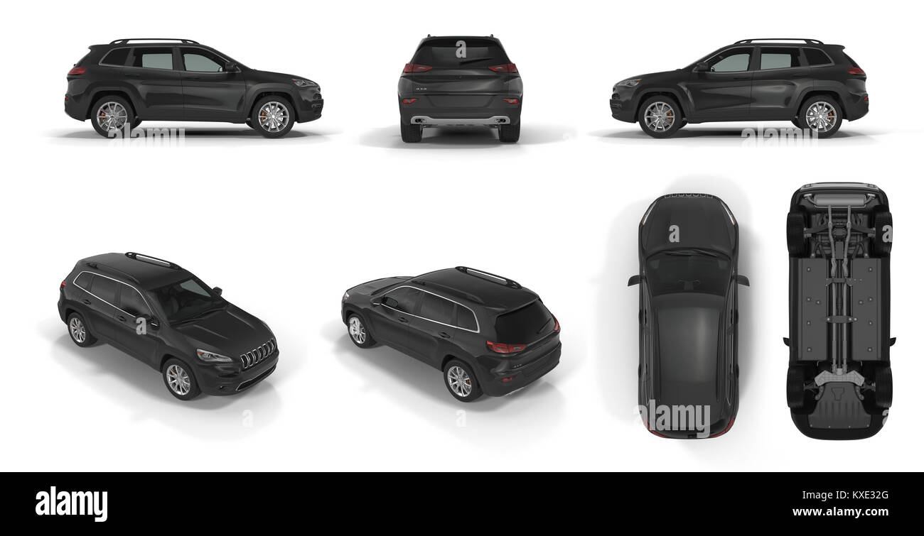 4x4 suv car renders set from different angles on a white. 3D ...