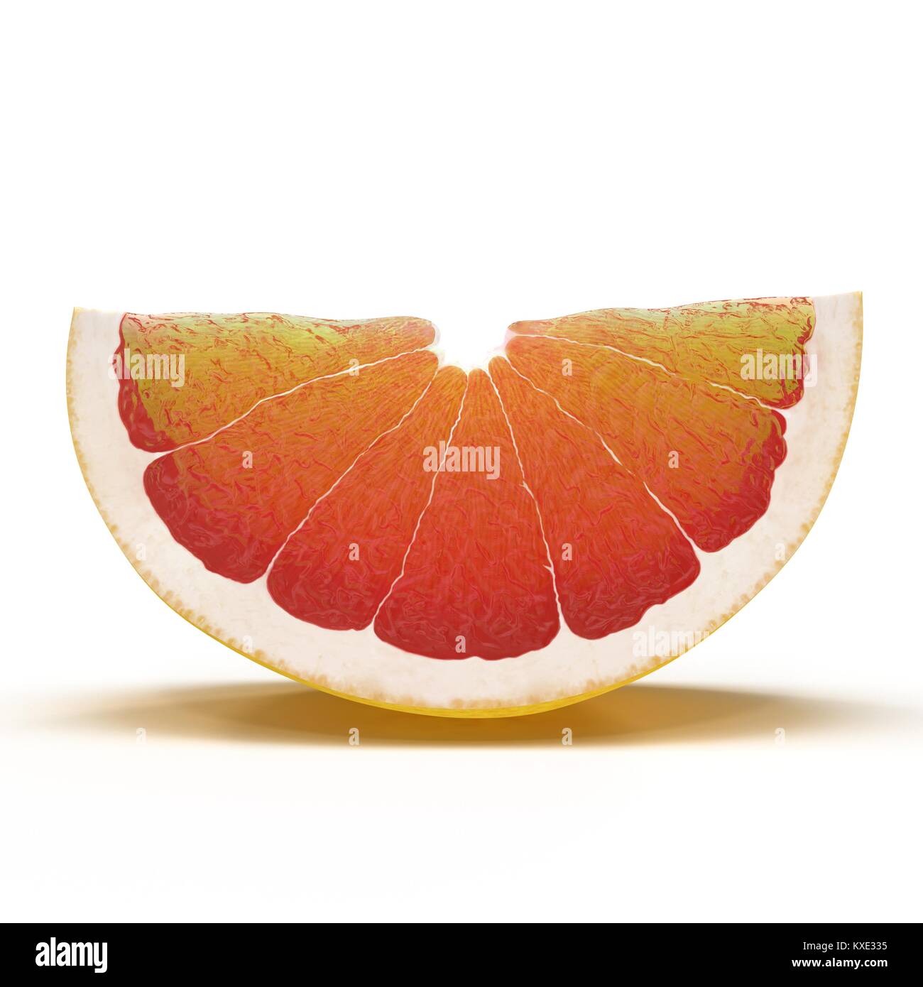 Slice section of ripe grapefruit isolated over the white. 3D ...