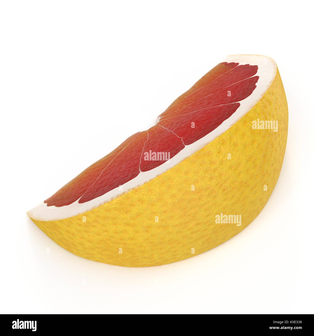Slice section of ripe grapefruit isolated over the white. 3D ...