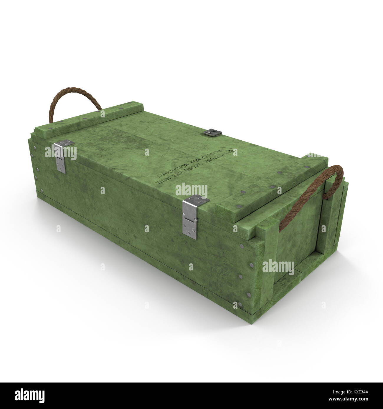 Military green box with explosive isolated on white. 3D illustration ...