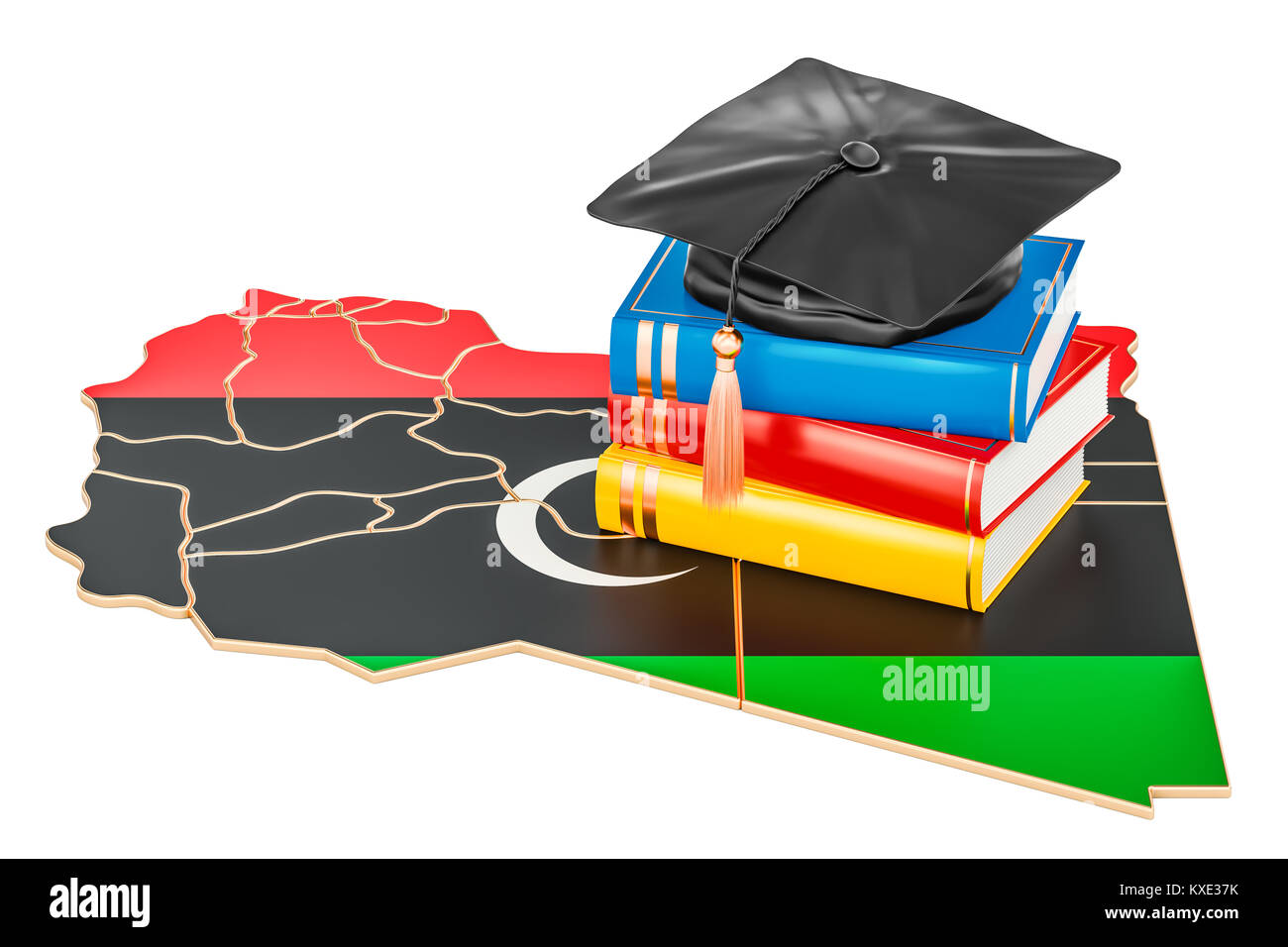 Education in Libya concept, 3D rendering isolated on white background ...