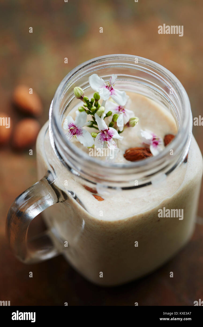Almond milk, smoothie or shake Stock Photo - Alamy