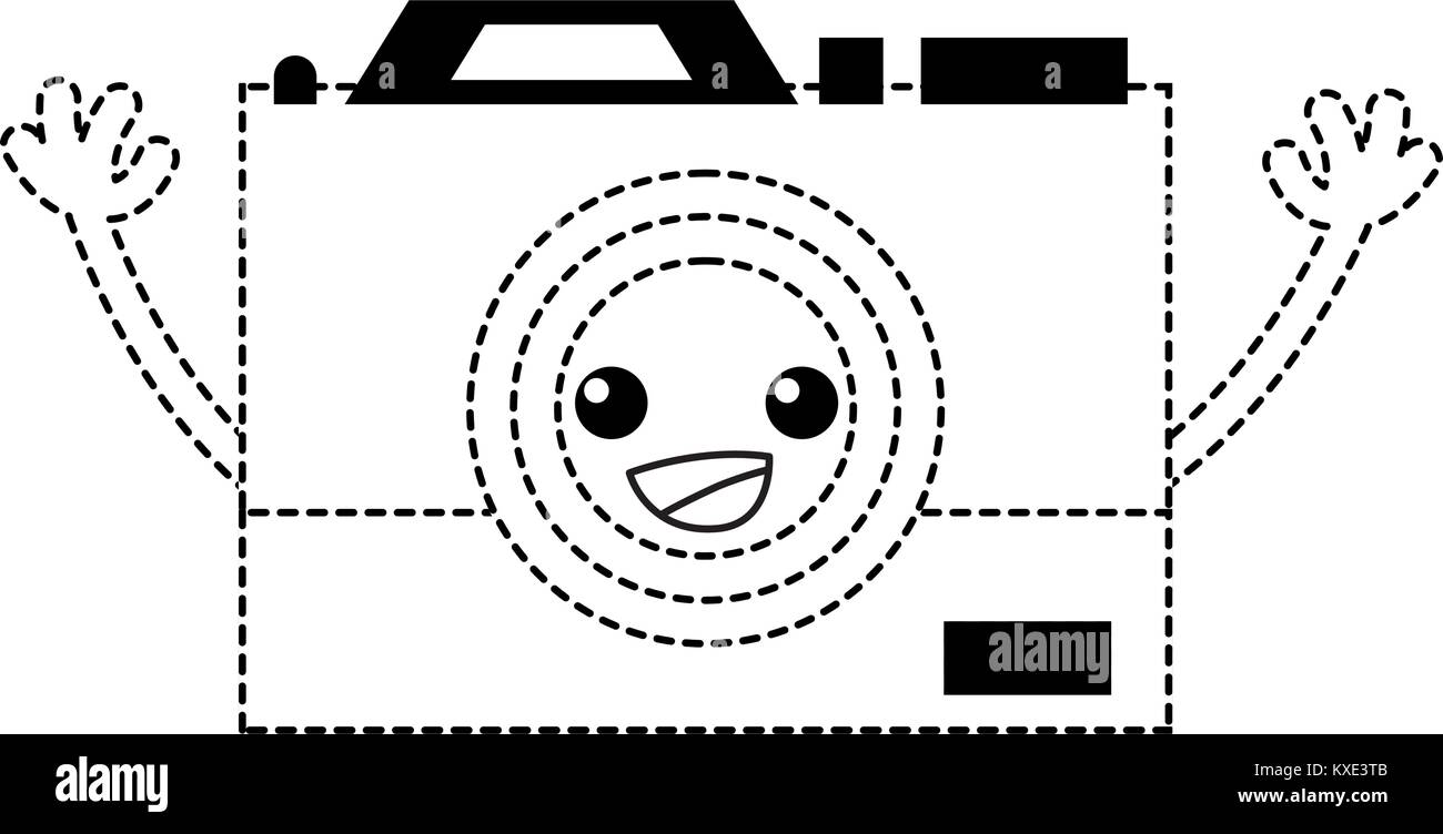 dotted shape happy camera technology kawaii with arms Stock Vector ...