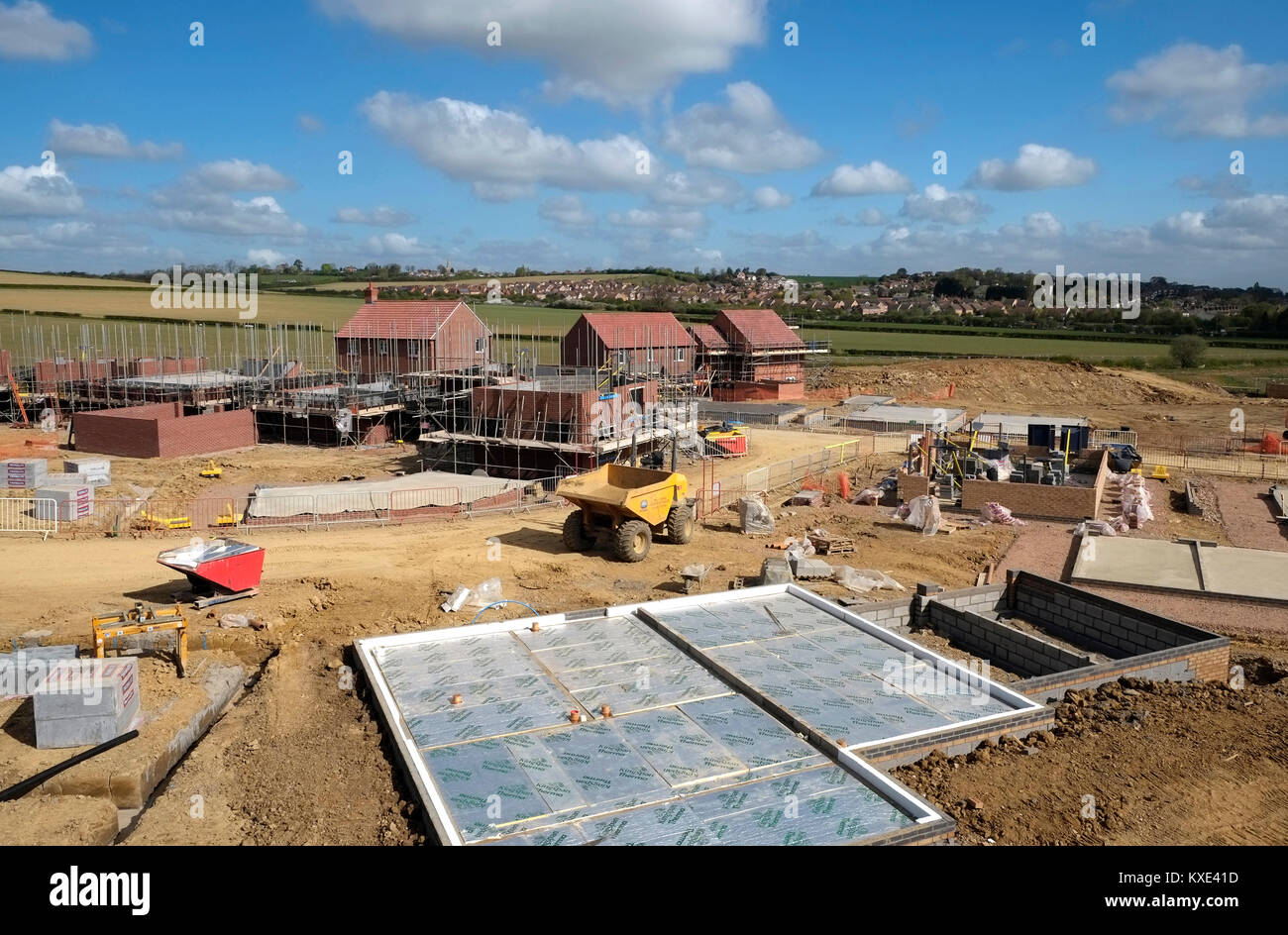 Construction of new housing estate, Grantham Lincolnshire, England, UK ...