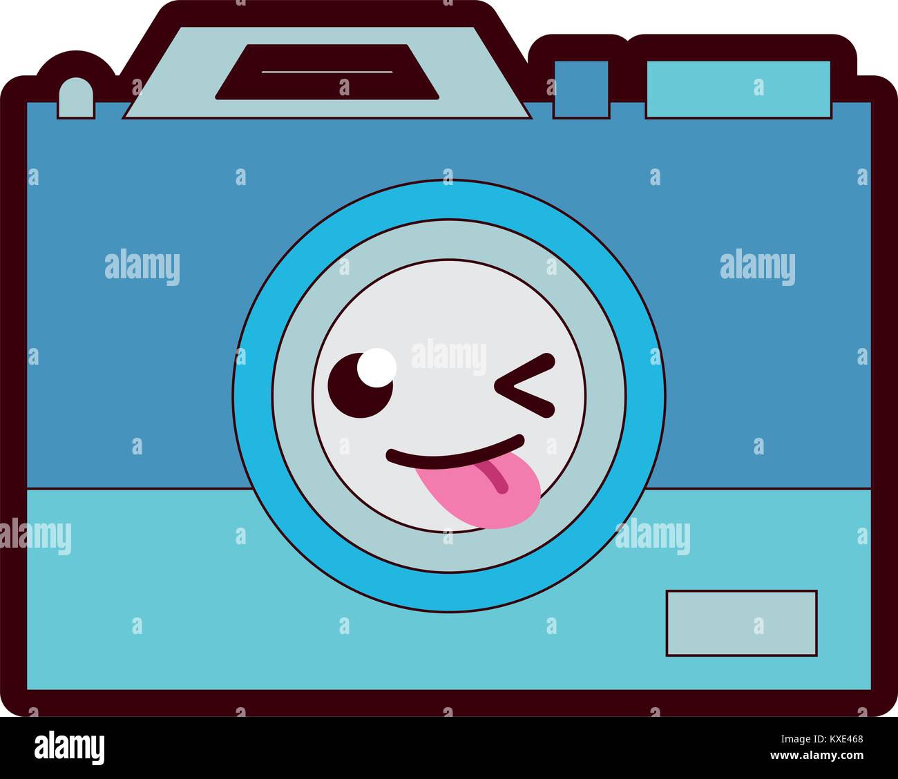 line color funny camera technology kawaii cartoon Stock Vector Image ...