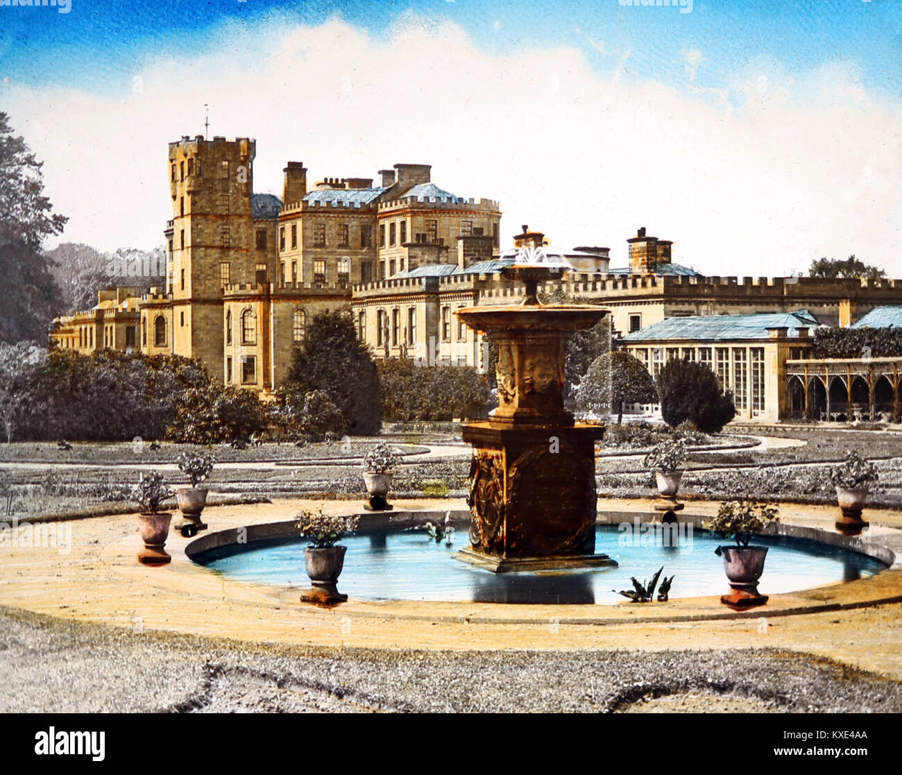 Gordon Castle, Fochabers, Victorian period - hand coloured photo Stock ...