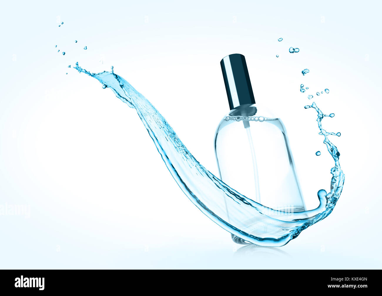 Luxury cyan liquid perfume bottle with splashes Stock Photo - Alamy