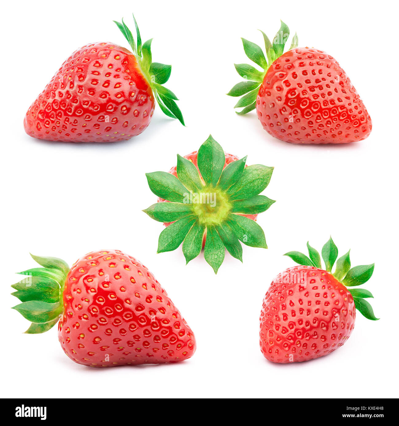 Set of five strawberries isolated Stock Photo - Alamy