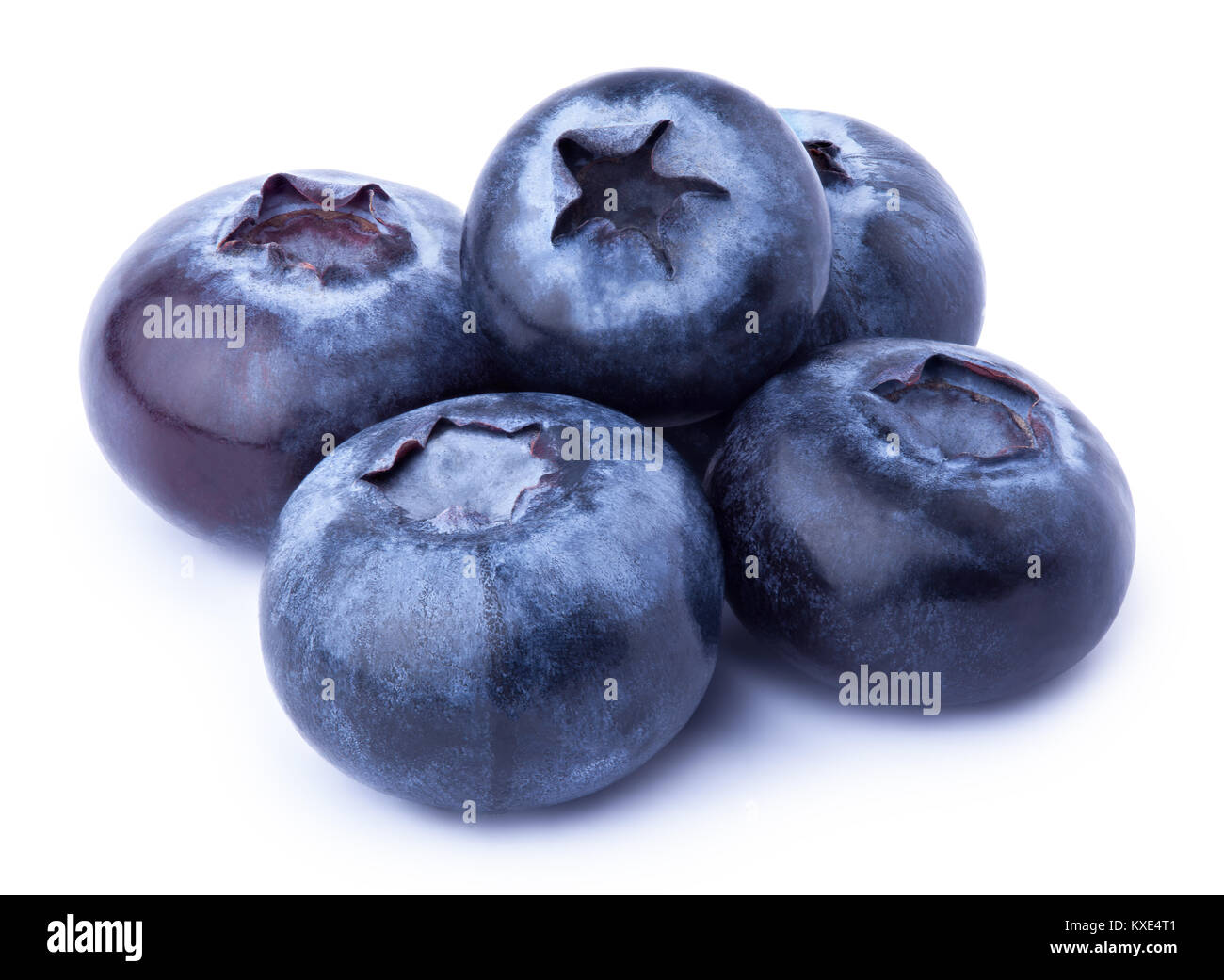 Group of five blueberries isolated on white Stock Photo - Alamy