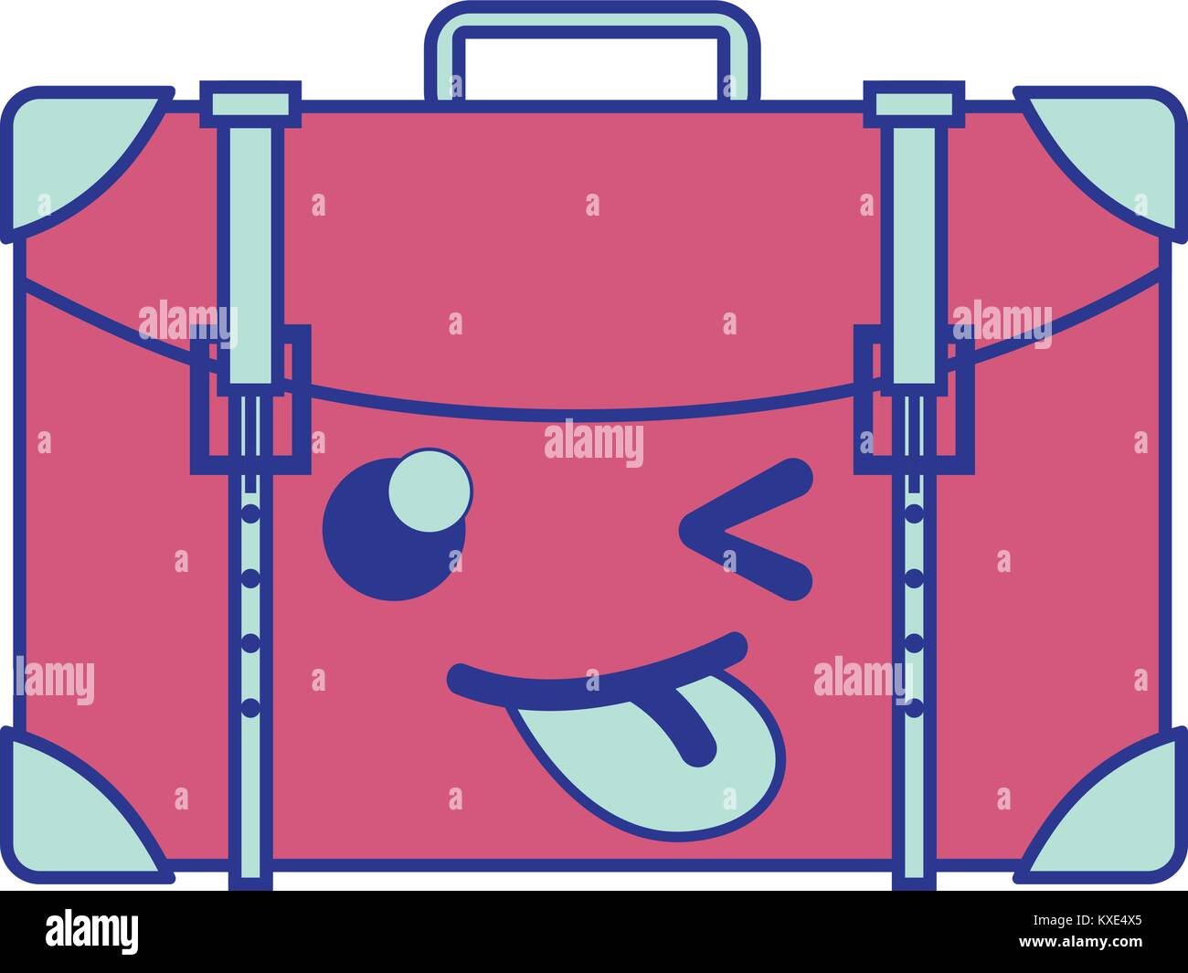full color funny travel backpack kawaii cartoon Stock Vector Image ...