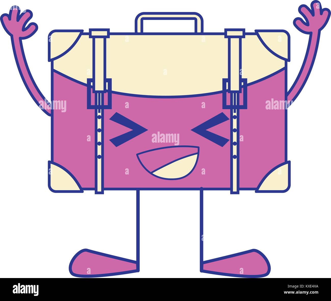 full color happy backpack kawaii with arms and legs Stock Vector Image ...