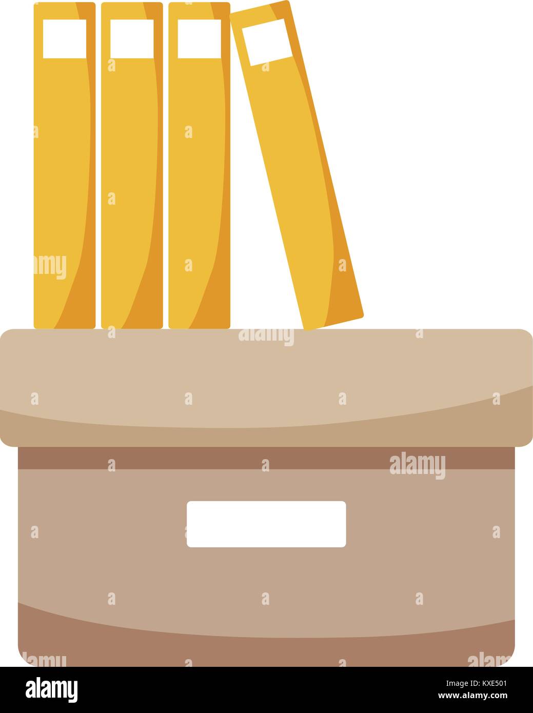 office box with books and folders flat Stock Vector Image & Art - Alamy