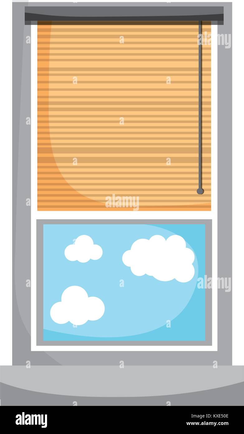 window with curtain blind open and clouds Stock Vector Image & Art - Alamy