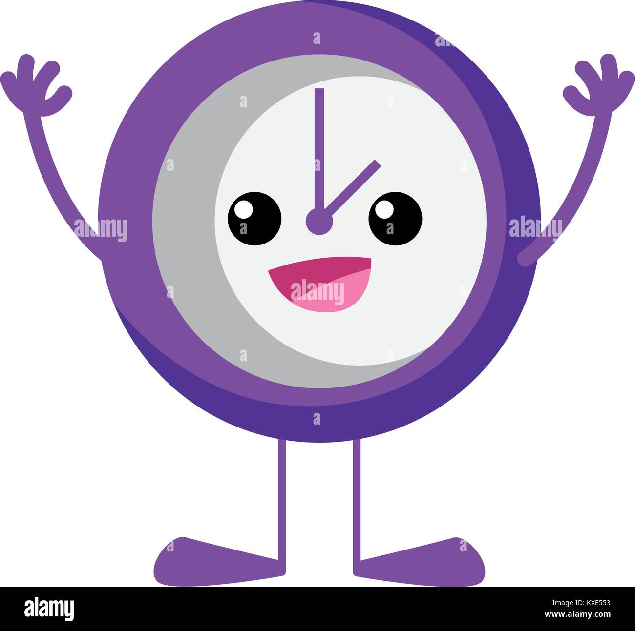 happy circle clock kawaii with arms and legs Stock Vector Image & Art ...