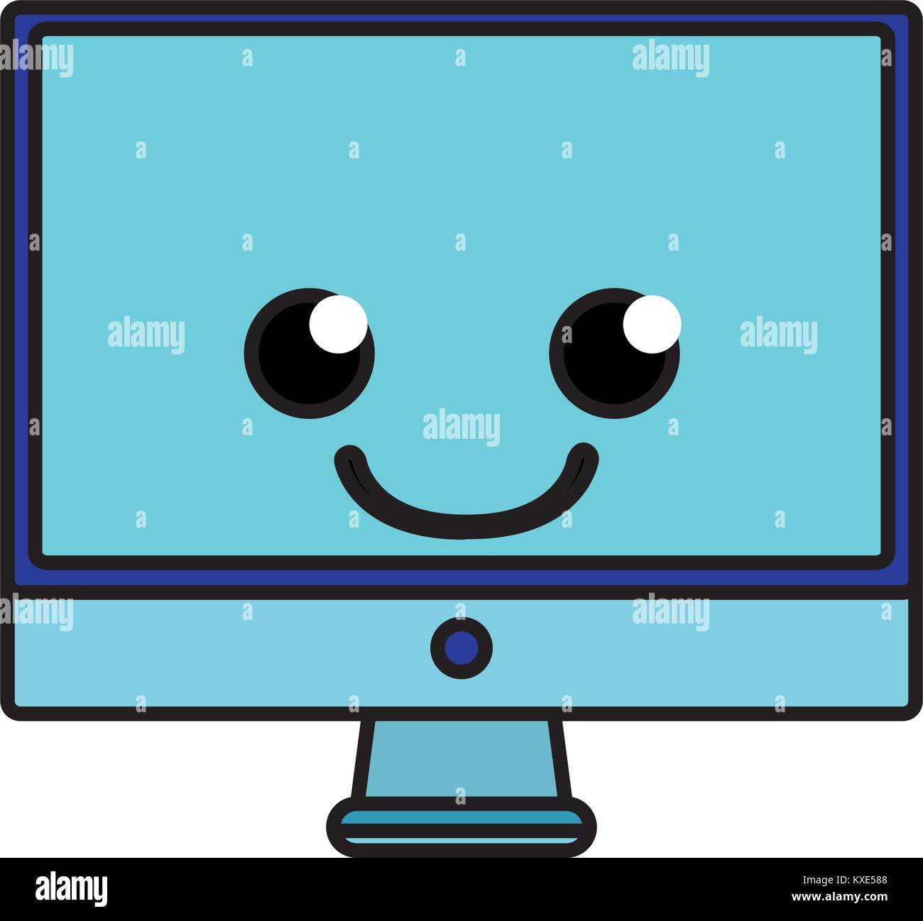 colorful smile computer screen kawaii cartoon Stock Vector Image & Art ...