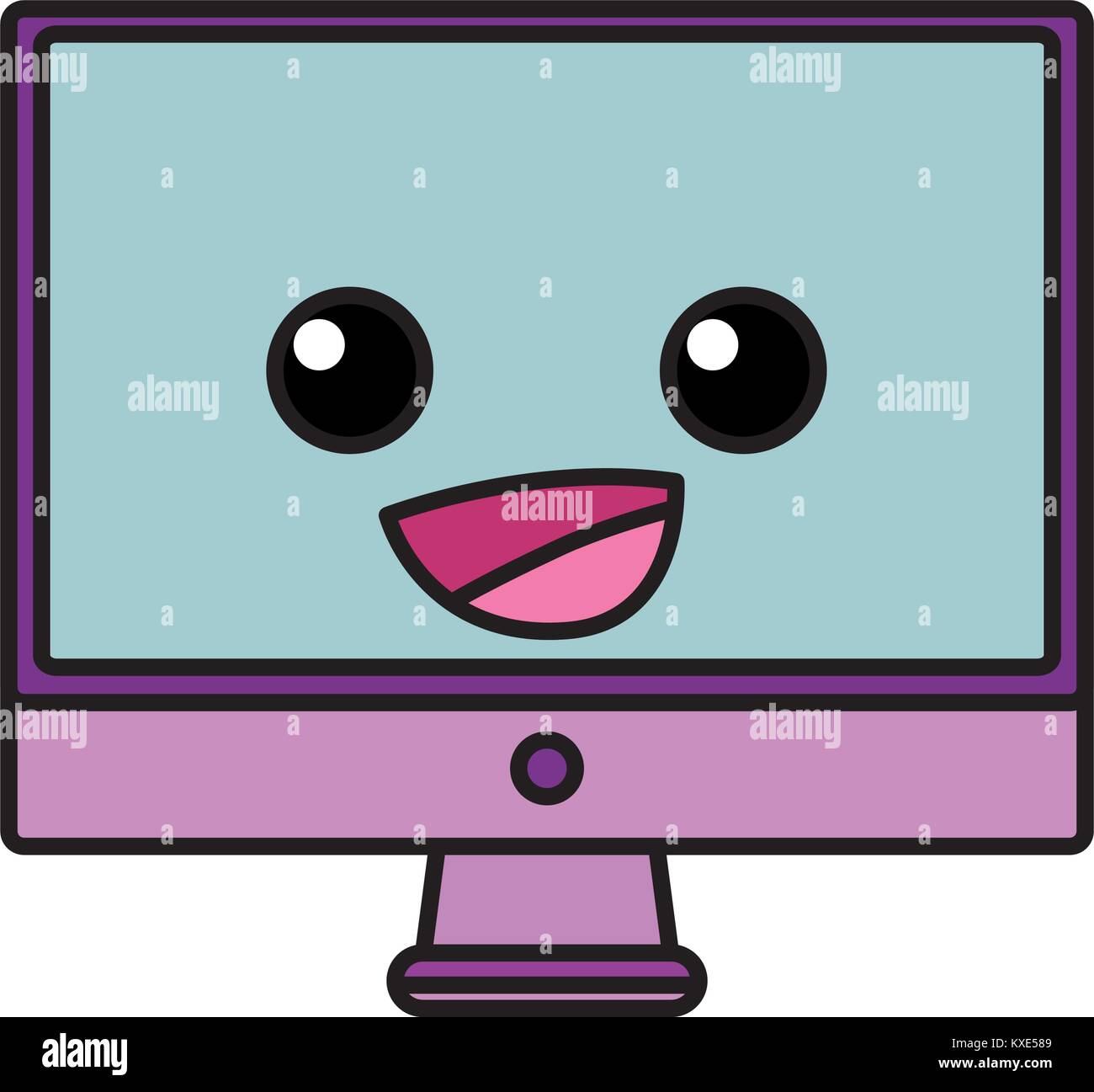 colorful happy computer screen kawaii cartoon Stock Vector Image & Art ...