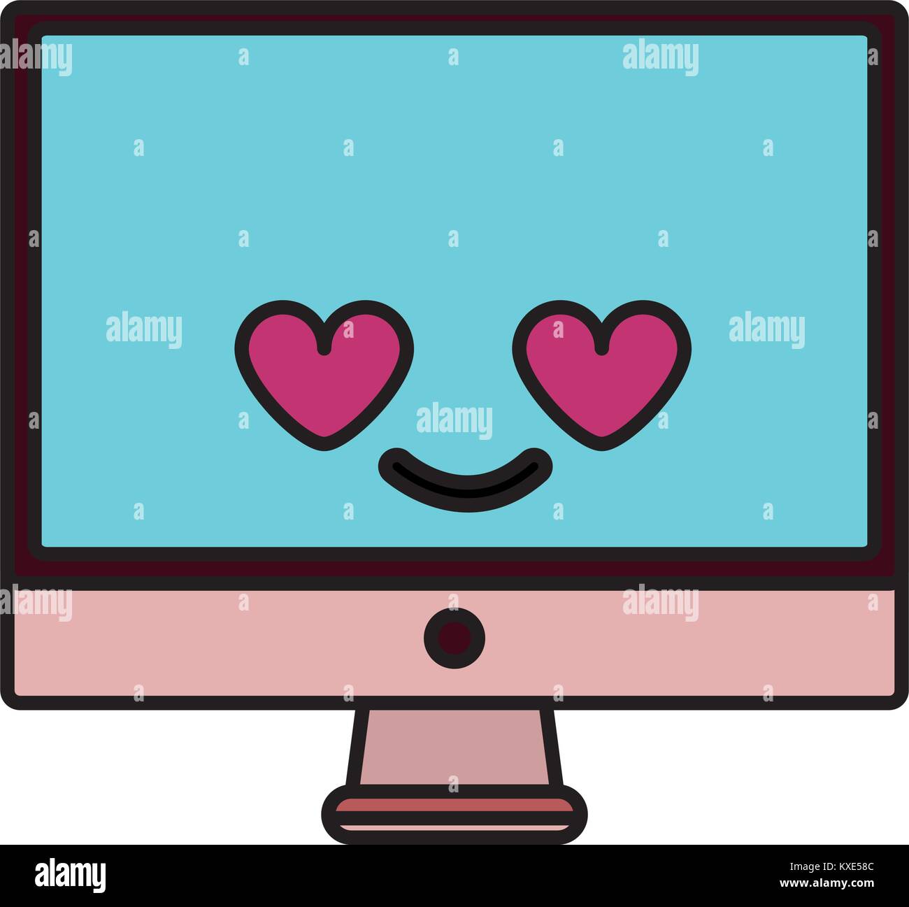colorful computer screen in love kawaii cartoon Stock Vector Image ...