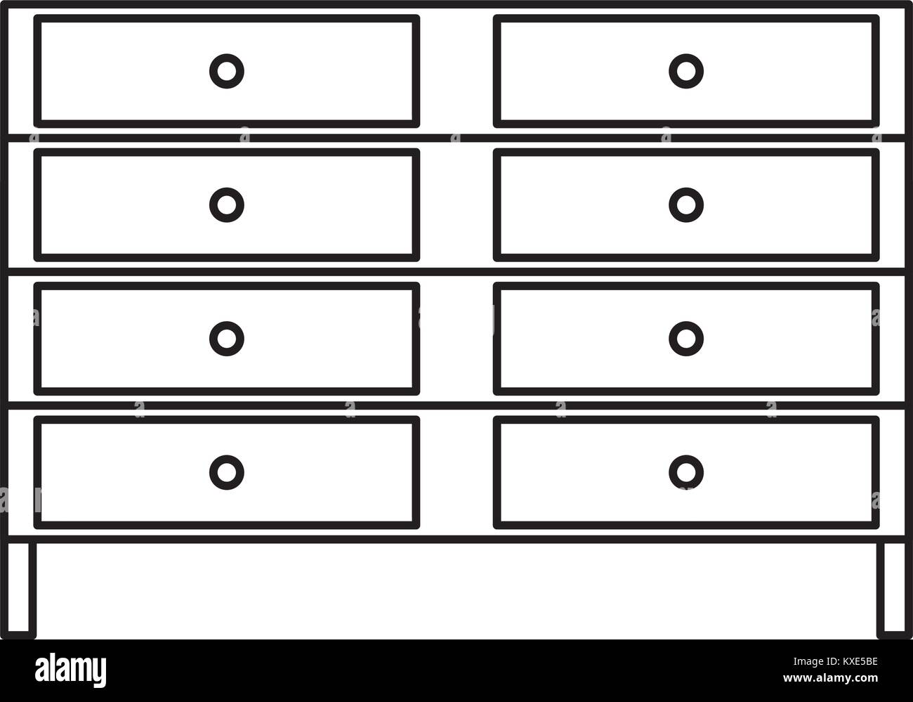 line wood desk object with drawers design Stock Vector Image & Art - Alamy