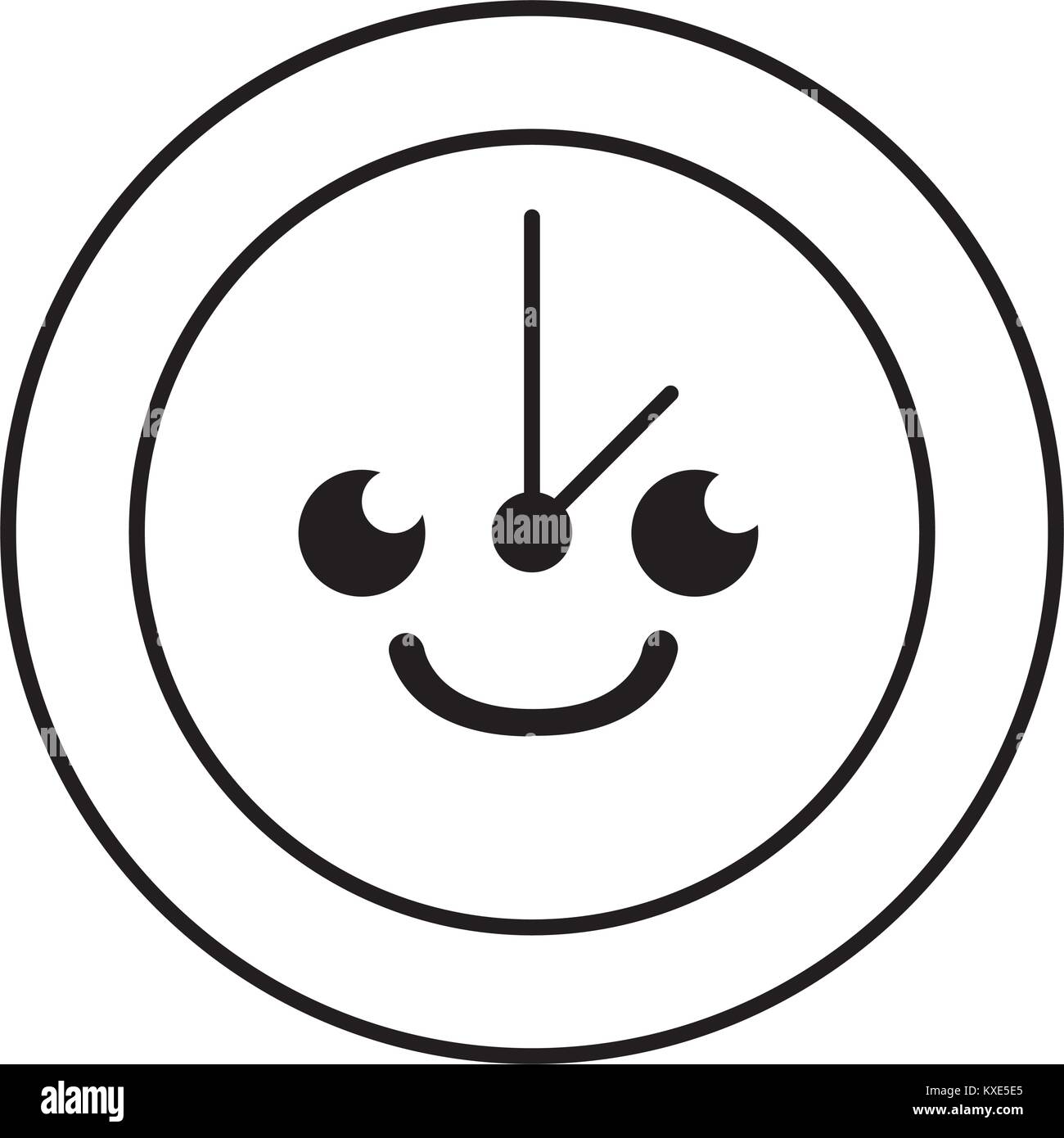 line smile circle clock kawaii cartoon Stock Vector Image & Art - Alamy