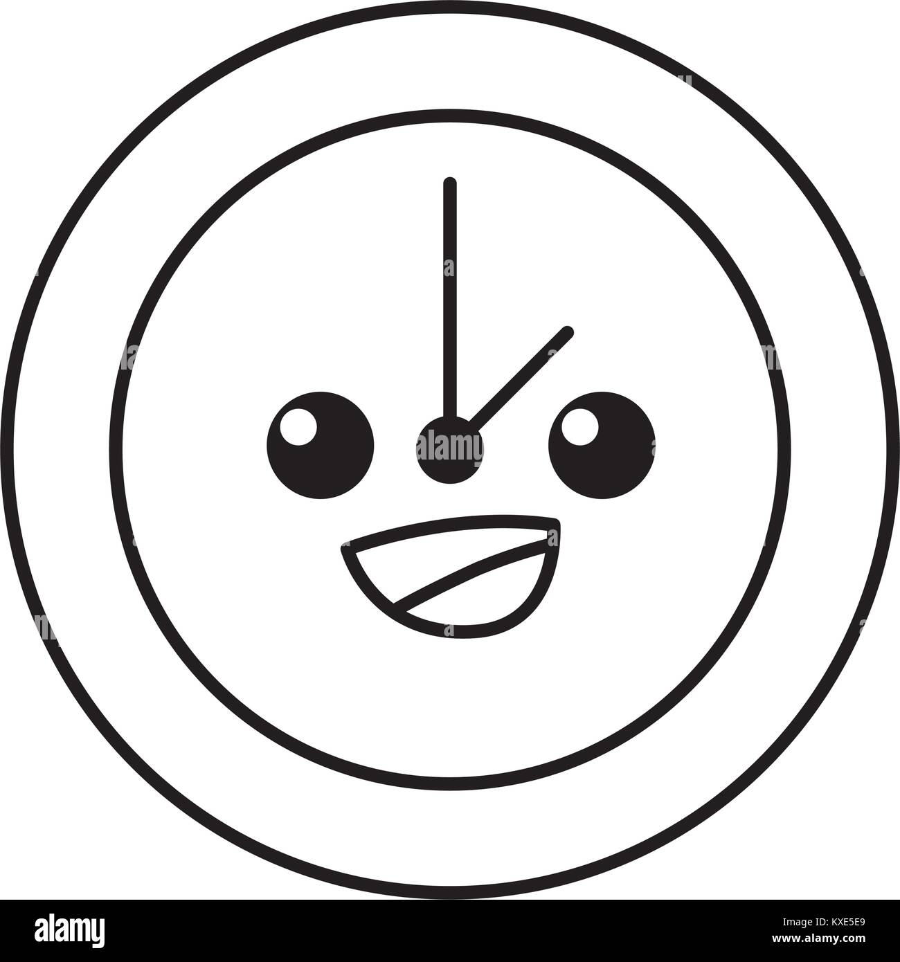 line happy circle clock kawaii cartoon Stock Vector Image & Art - Alamy