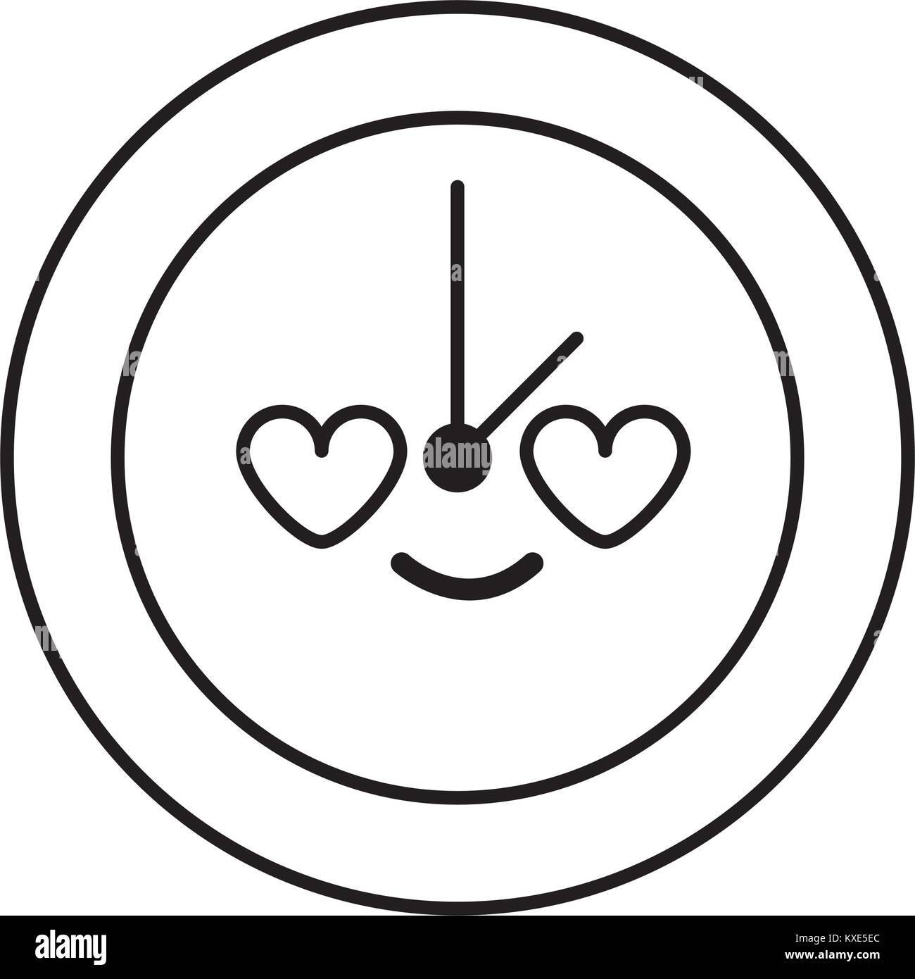 line circle clock in love kawaii cartoon Stock Vector Image & Art - Alamy