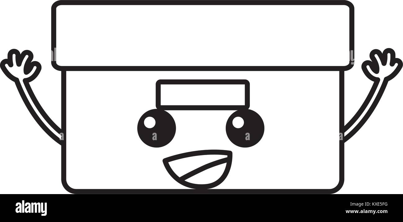 line happy box archive kawaii cartoon Stock Vector Image & Art - Alamy