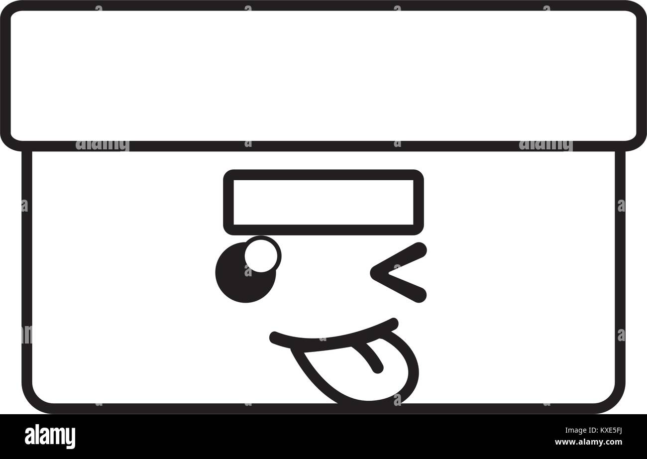 line funny box archive kawaii cartoon Stock Vector Image & Art - Alamy