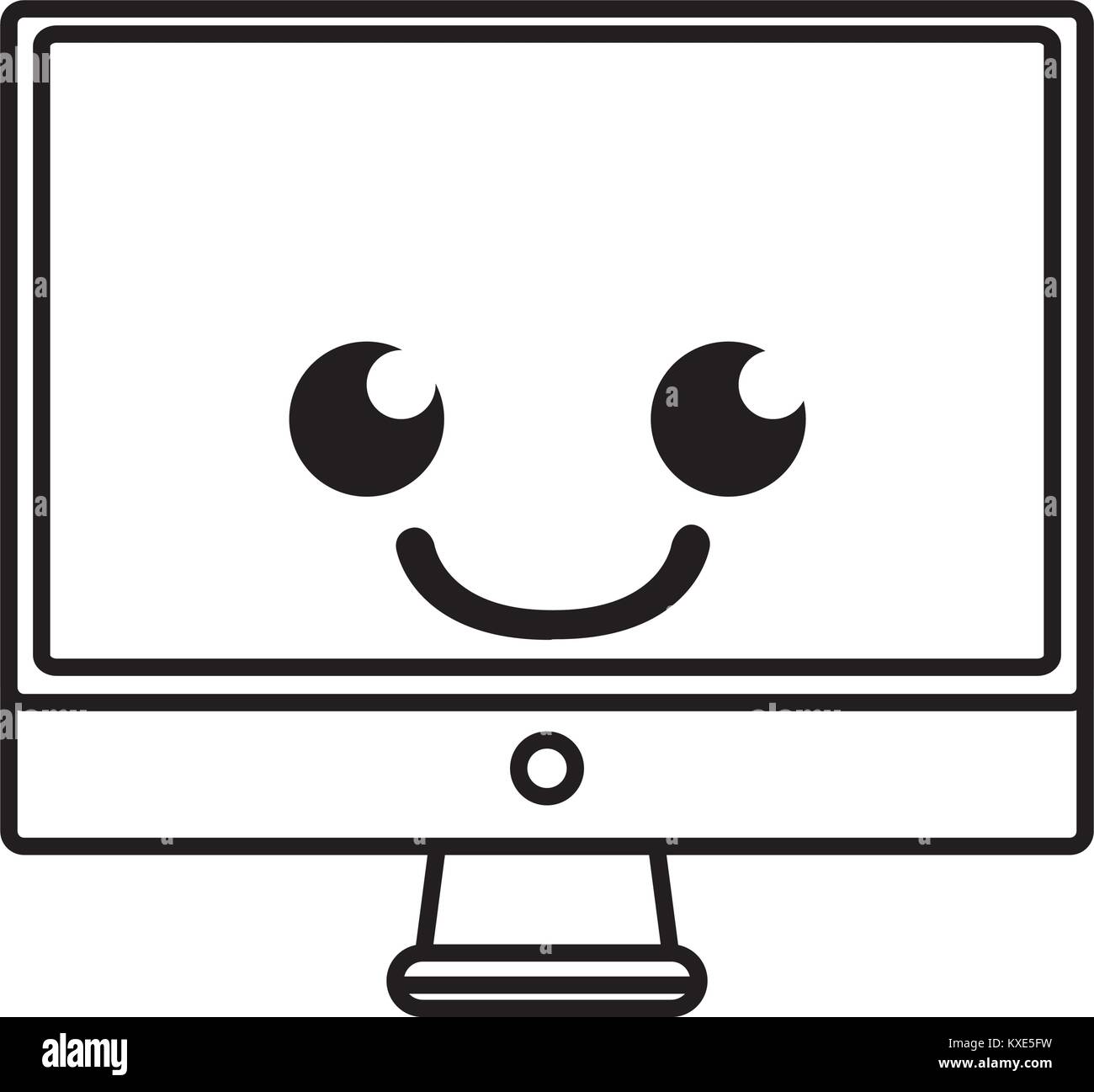 line smile computer screen kawaii cartoon Stock Vector Image & Art - Alamy