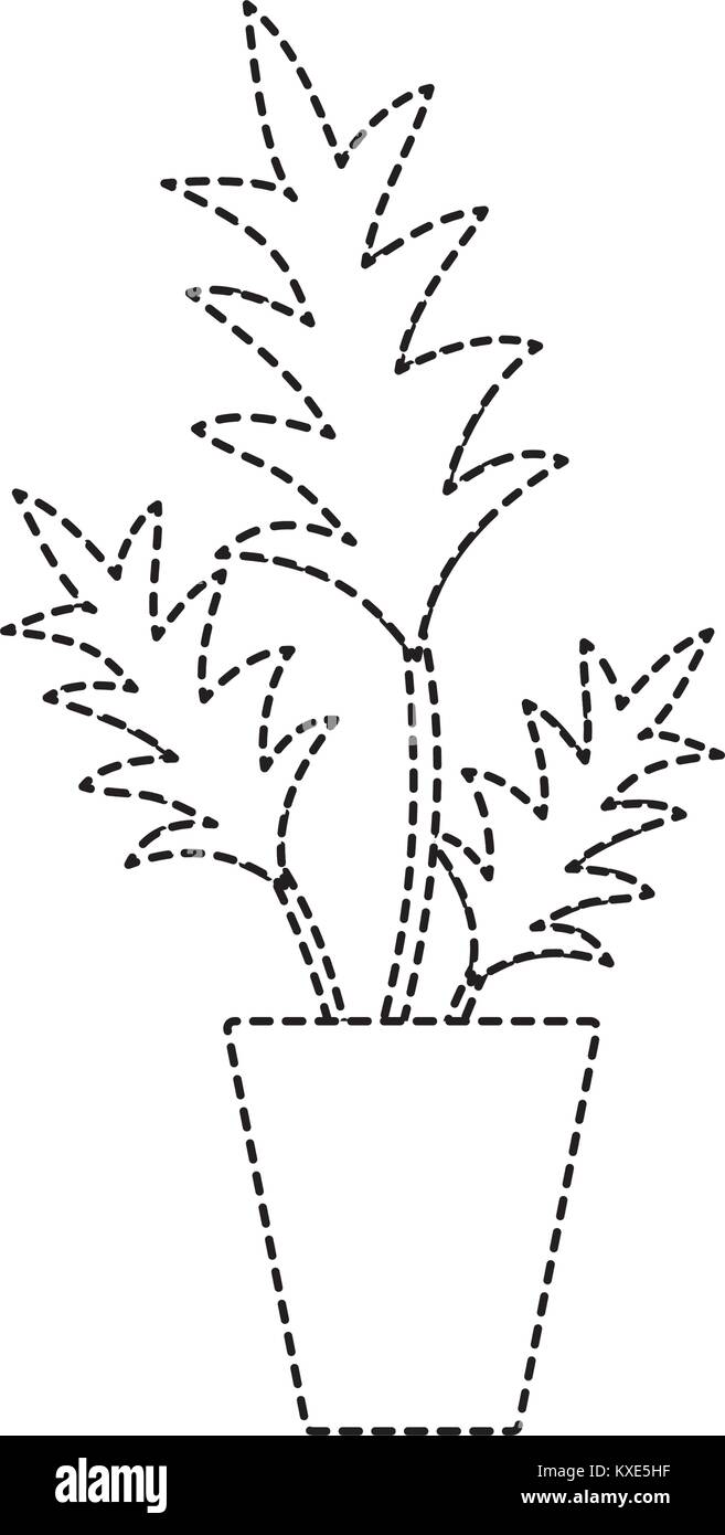 dotted shape nature plant with leaves inside flowerpot Stock Vector ...