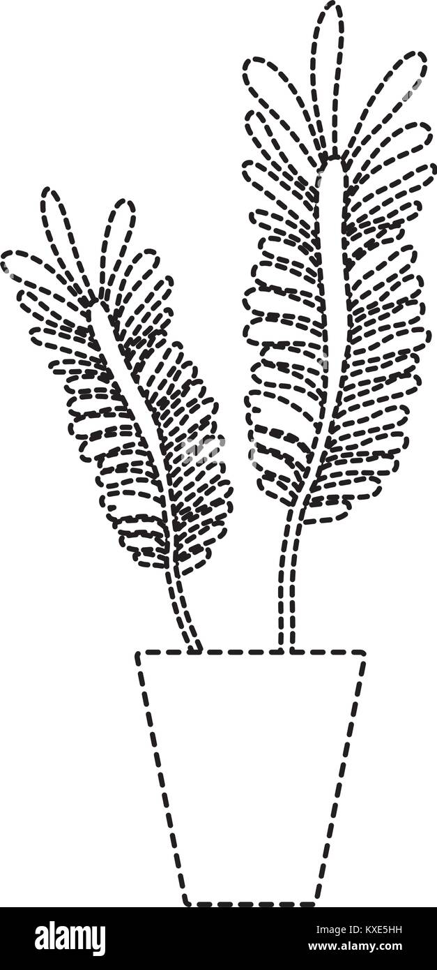 dotted shape naturals plants inside pot with leaves Stock Vector Image ...