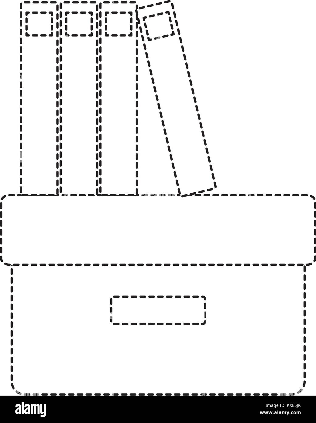 dotted shape office box with books and folders flat Stock Vector Image ...