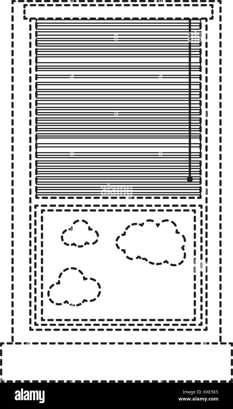 dotted shape window with curtain blind open and clouds Stock Vector ...