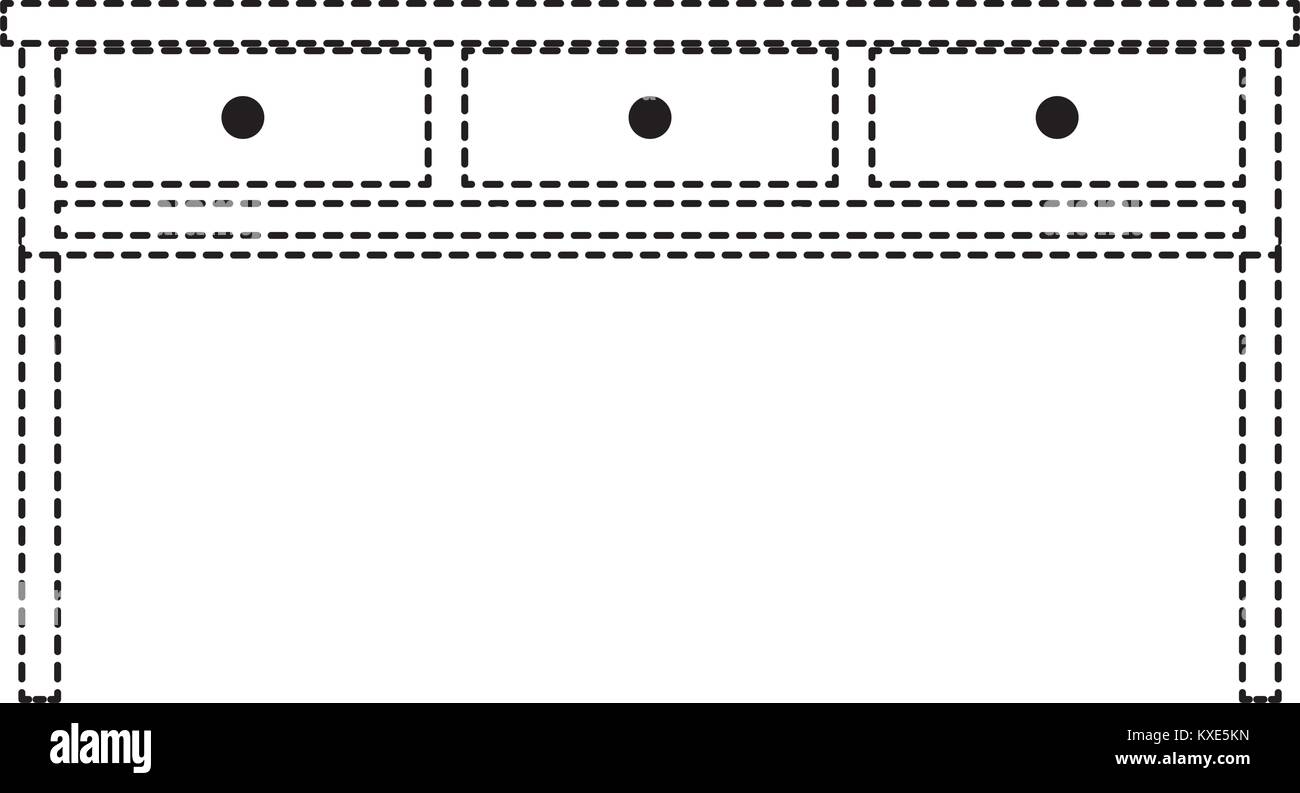 dotted shape office wood desk object with drawers Stock Vector Image ...