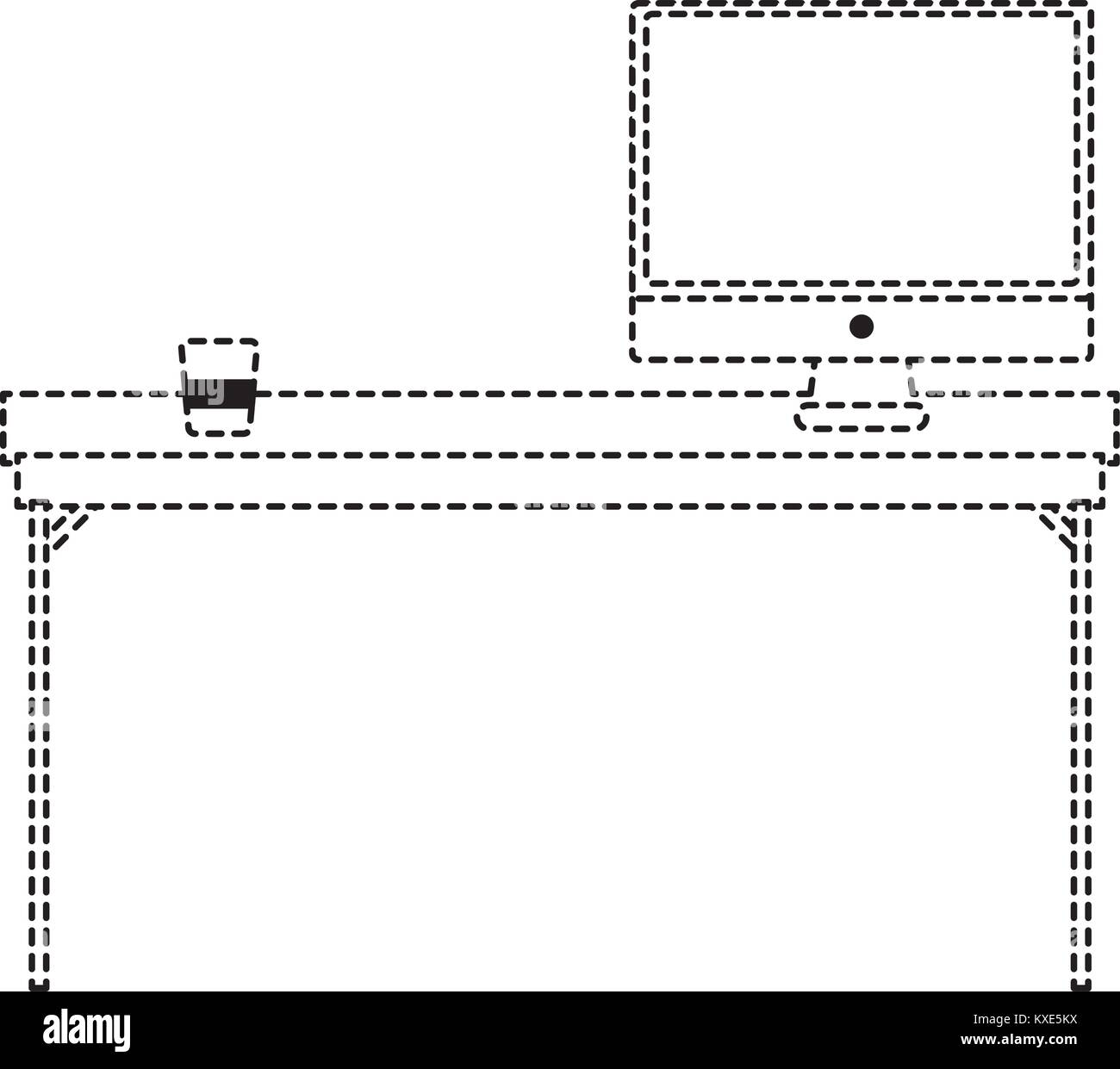 dotted shape wood desk object with computer screen Stock Vector Image ...