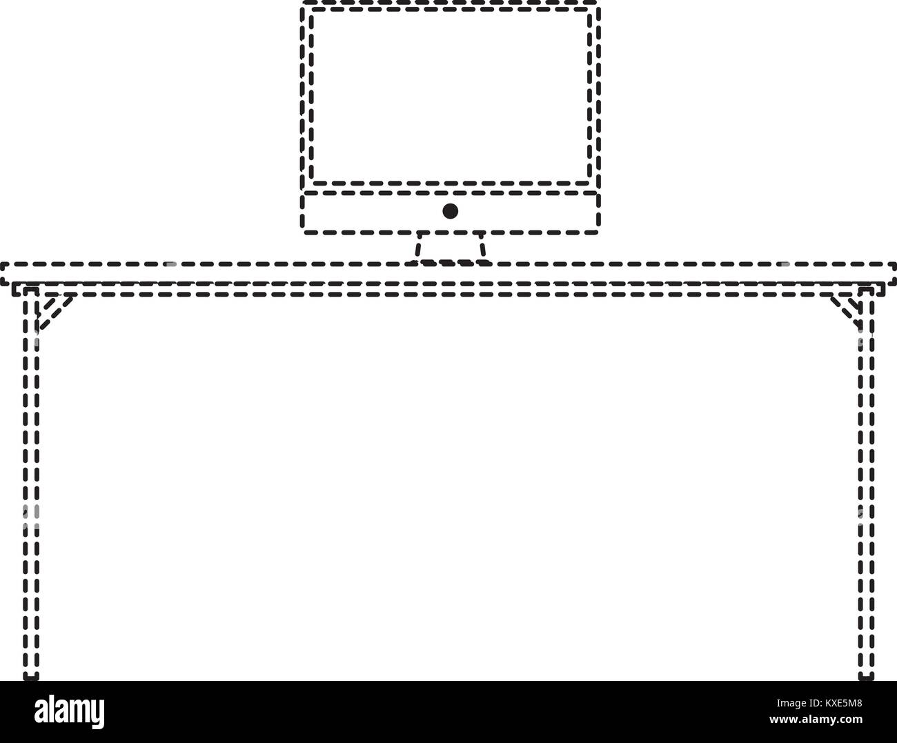 dotted shape wood desk object with computer technolgy Stock Vector ...