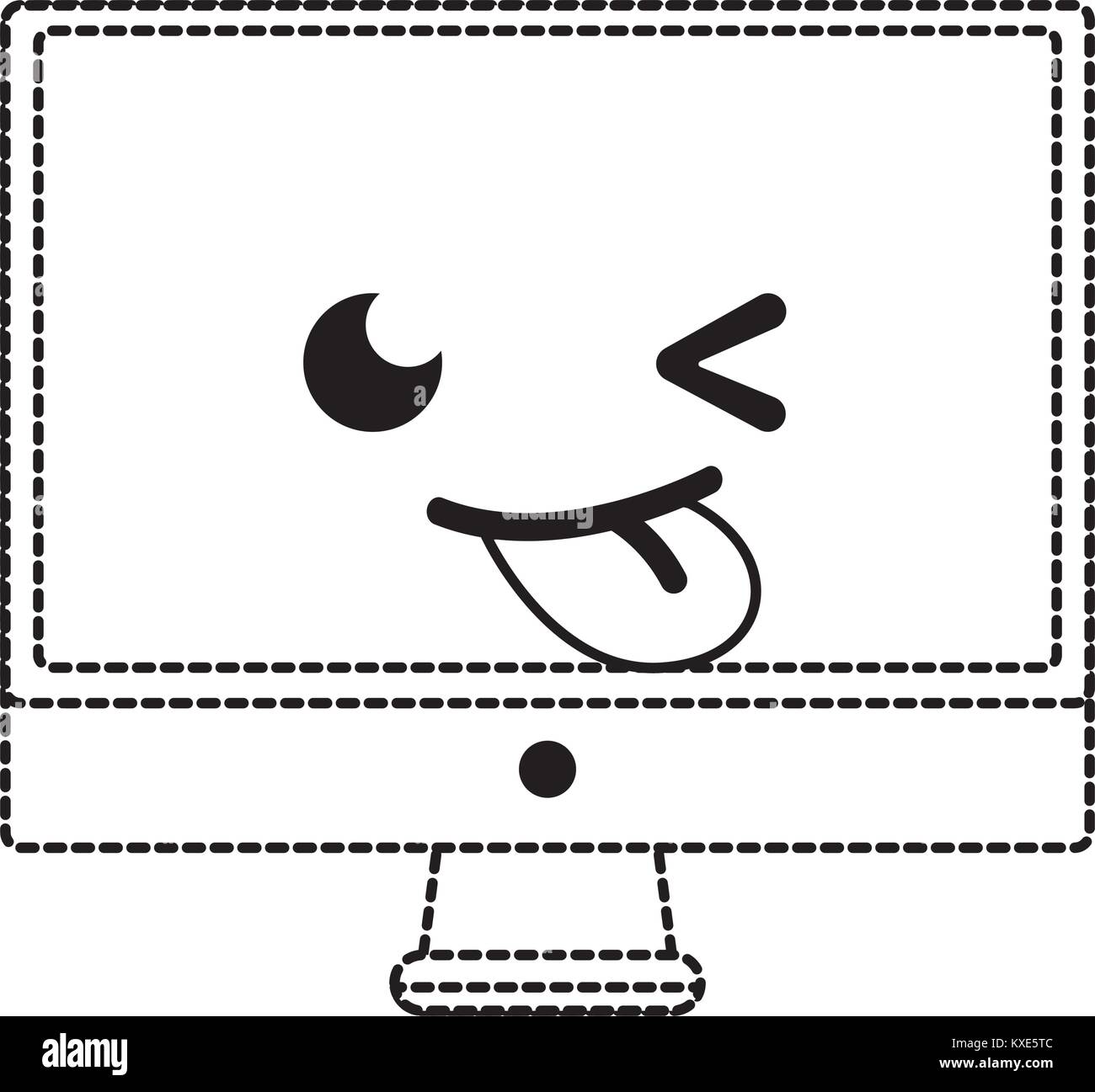 dotted shape funny computer screen kawaii cartoon Stock Vector Image ...