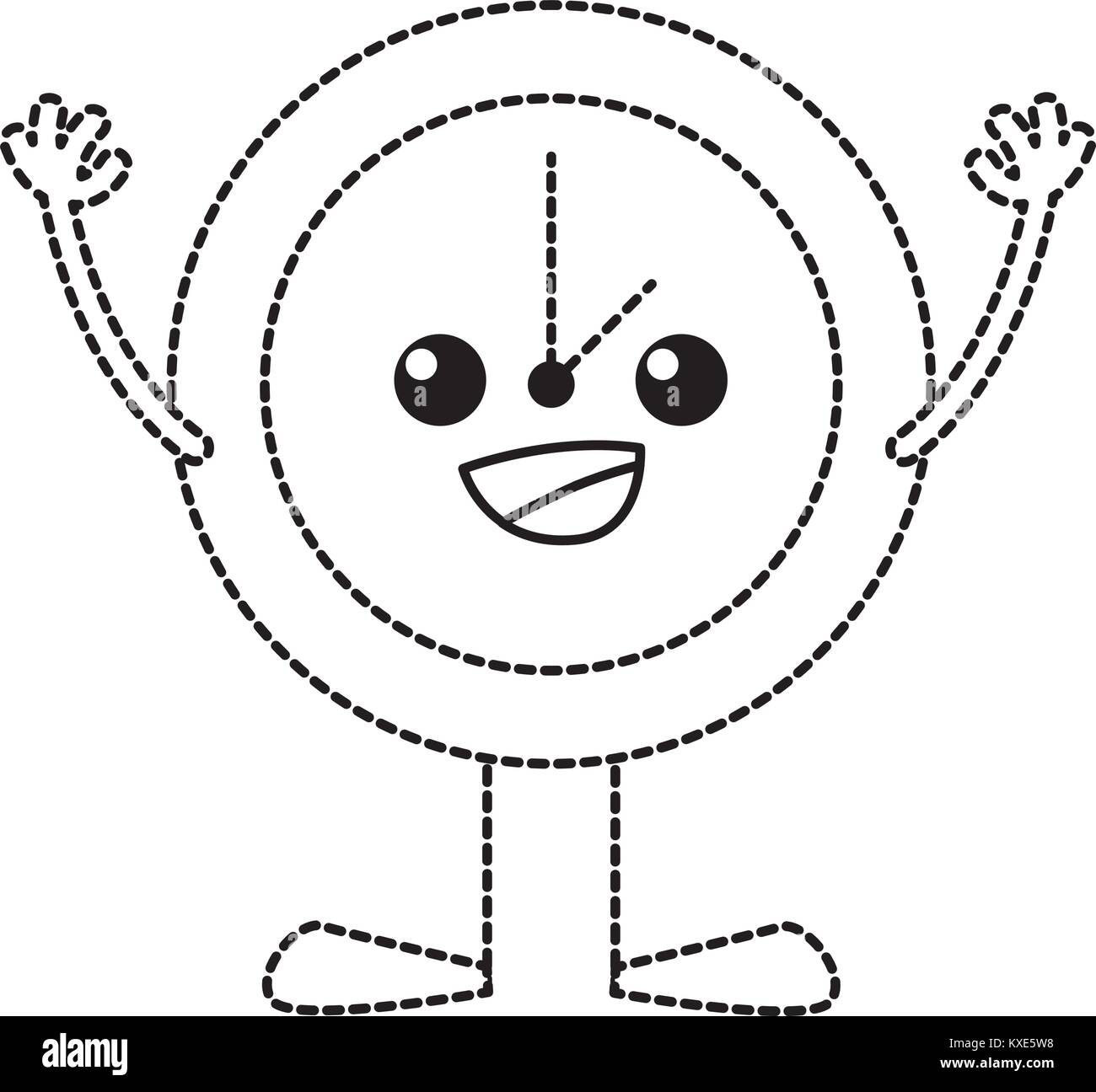 dotted shape happy circle clock kawaii with arms and legs Stock Vector ...
