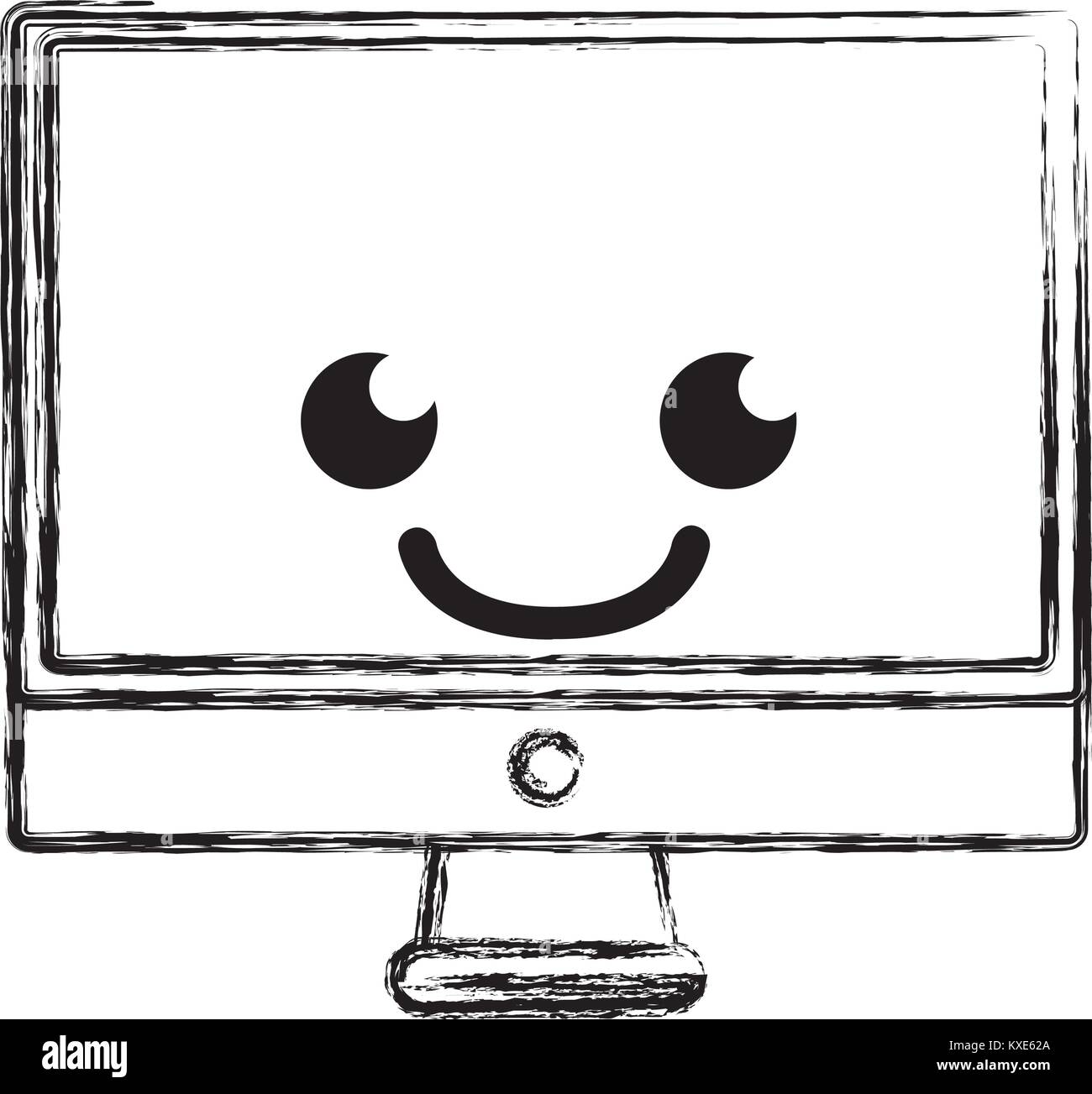 figure smile computer screen kawaii cartoon Stock Vector Image & Art ...